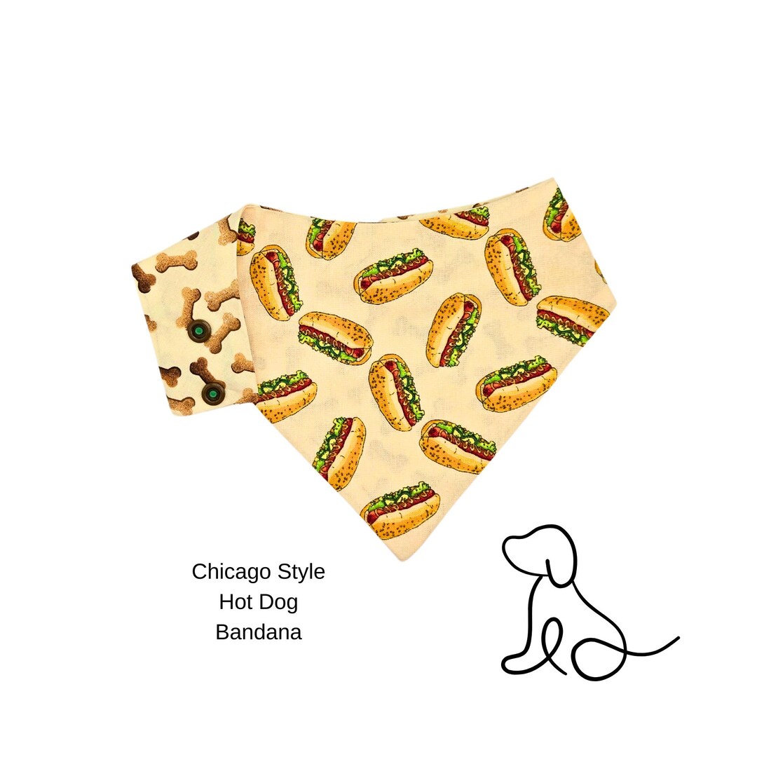 Chicago Style Hot Dog Snap on Bandana Pet Accessories - Etsy