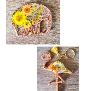 Floral Glitter Animal Resin Keychain - Animal Lover Gift Ideas - Etsy