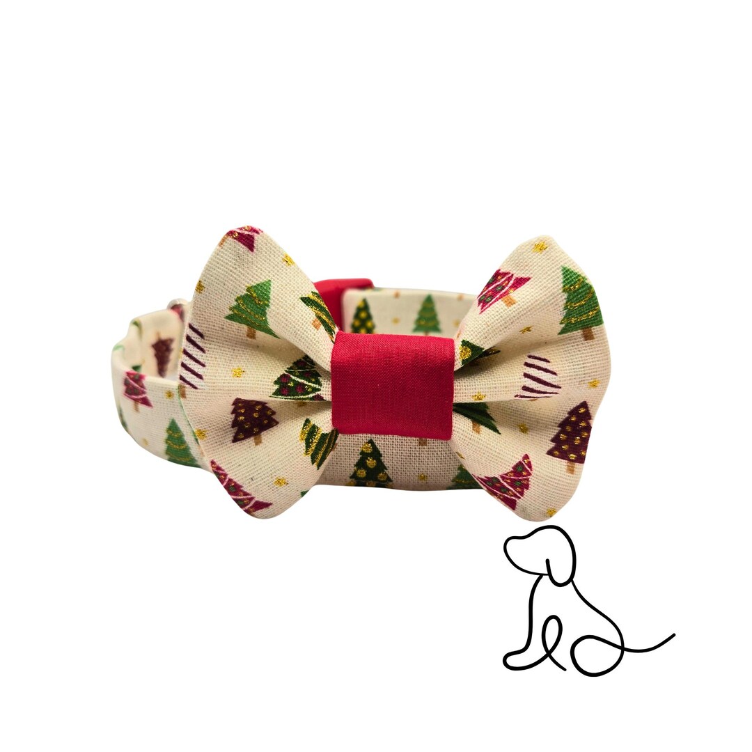 Christmas Tree Dog Collar – Holiday Dog Bow Tie – Dog Collar Flower ...