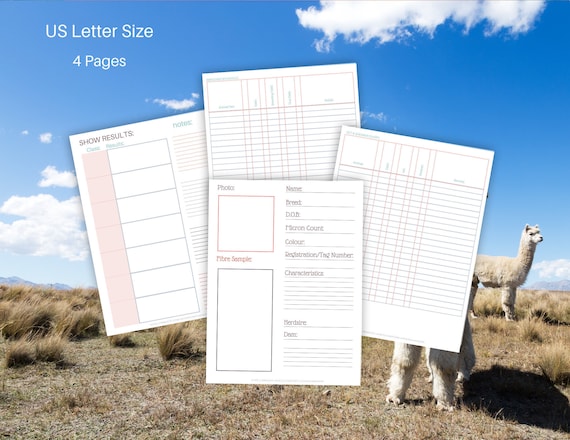 Alpaca Information Record Printable Vet Chart Breeding | Etsy