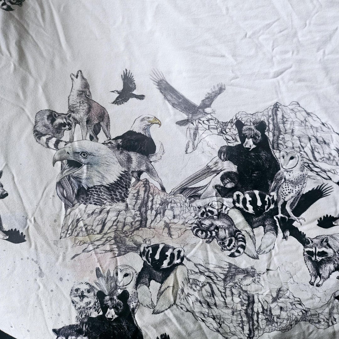 Wild Animal NATIVE AMERICAN Screen Print Cotton Jersey Knit 5+ Yards in ...
