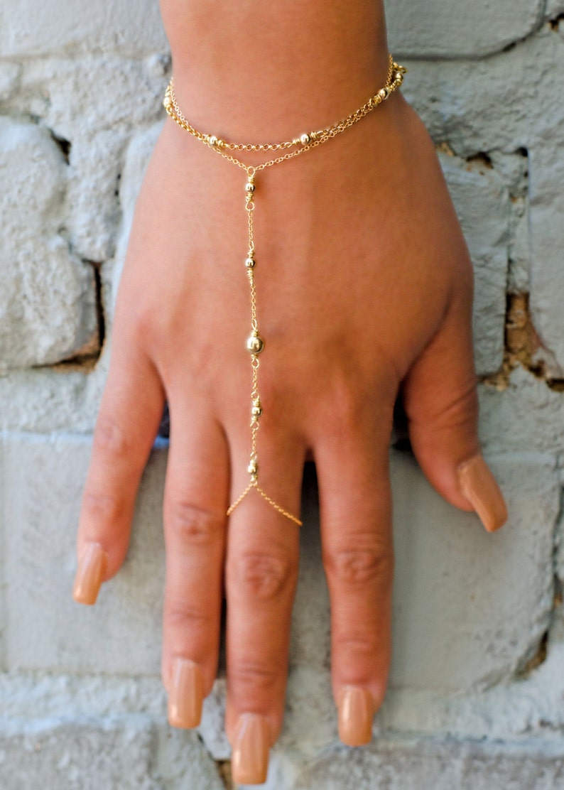 Gold Hand Chain Dainty Hand Jewelry Finger Ring Bracelet - Etsy UK