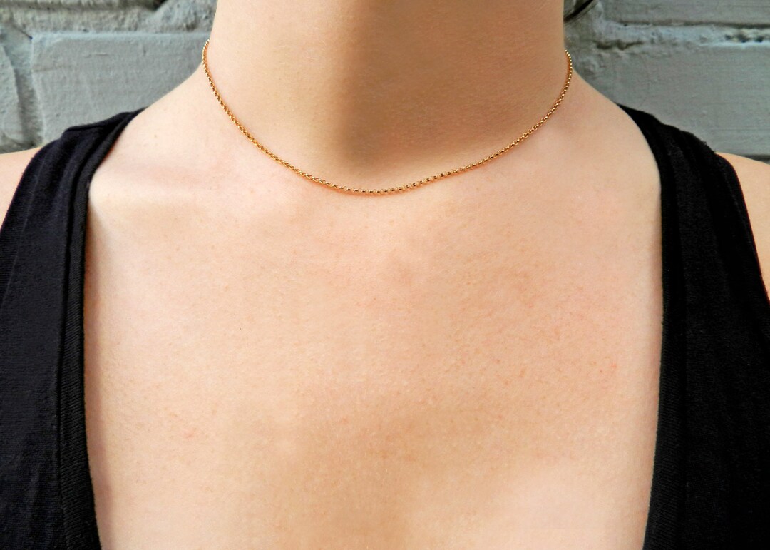 14kt Gold Fill Chain Necklace, Gold Choker Necklace, Layer Dainty ...