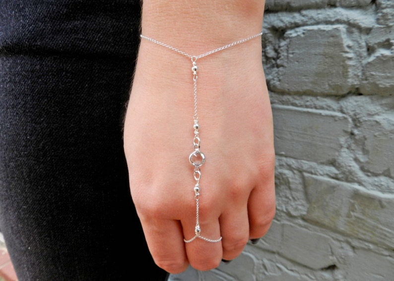 Sterling Silver Hand Chain Hand Ring Bracelet Attach Ring - Etsy