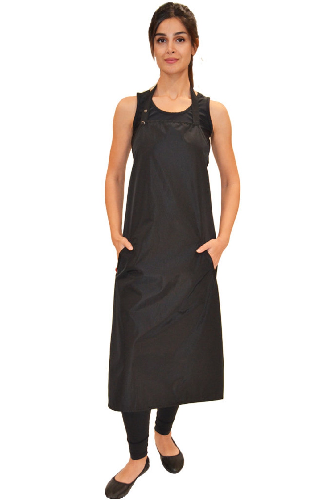 682 Ladybird Line Long Black Waterproof Groomer Apron for Pet Groomers ...