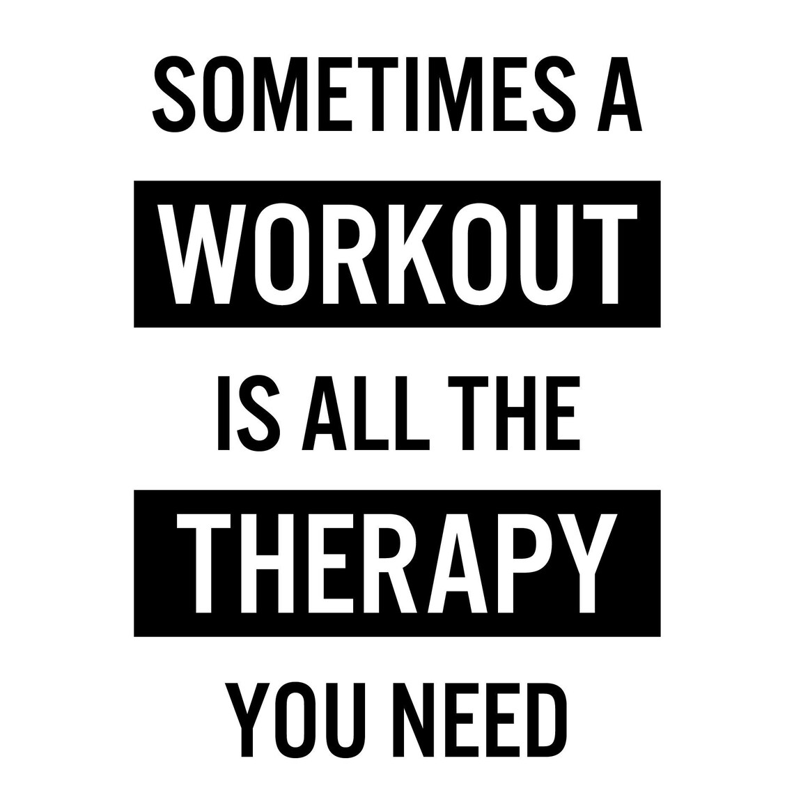 Workout Therapy Gym Wall Decal: Inspirational Fitness Quote, Home Gym ...