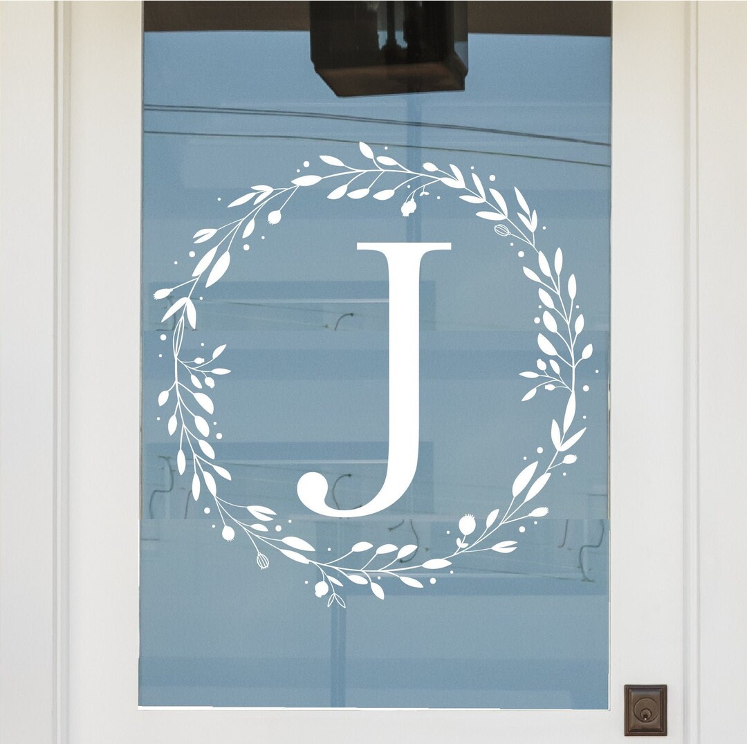 Family Monogram Front Door Decal: Personalized Wreath Vinyl ...