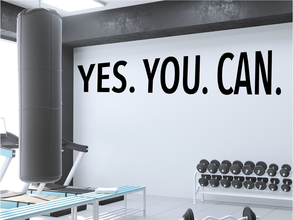 Workout Room Decor yes You Can Gym Wall Sign Home - Etsy