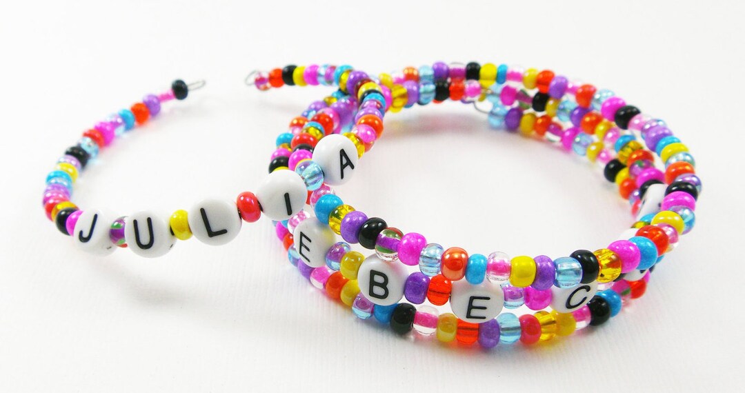 Bright Colored Name Bracelet Custom Memory Wire Wrap - Etsy