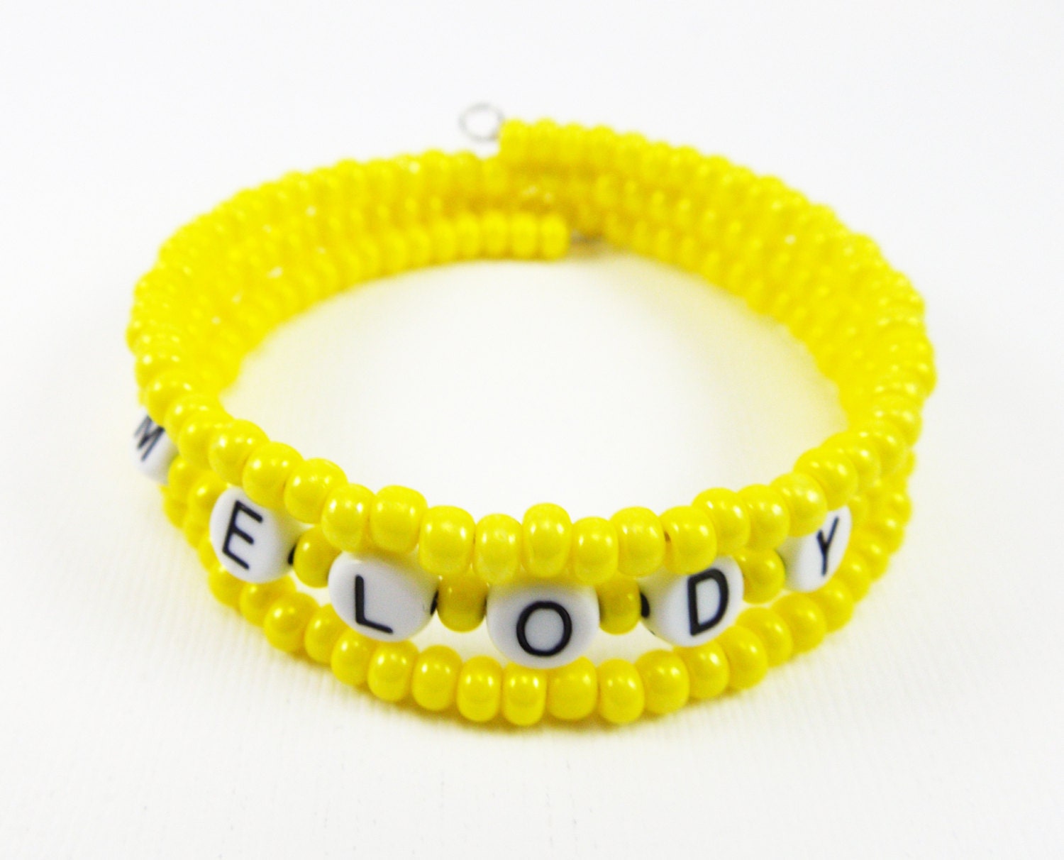 Yellow Name Bracelet Personalized Memory Wire Wrap Gifts for Kids ...