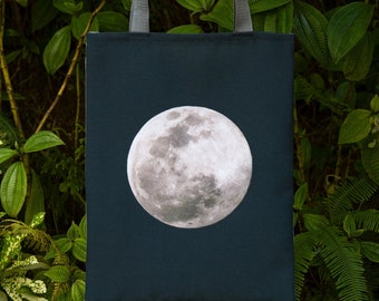 Moon Tote Bag, Full Moon Tote, Moon Graphic Bag, Earth's Moon, Cute ...