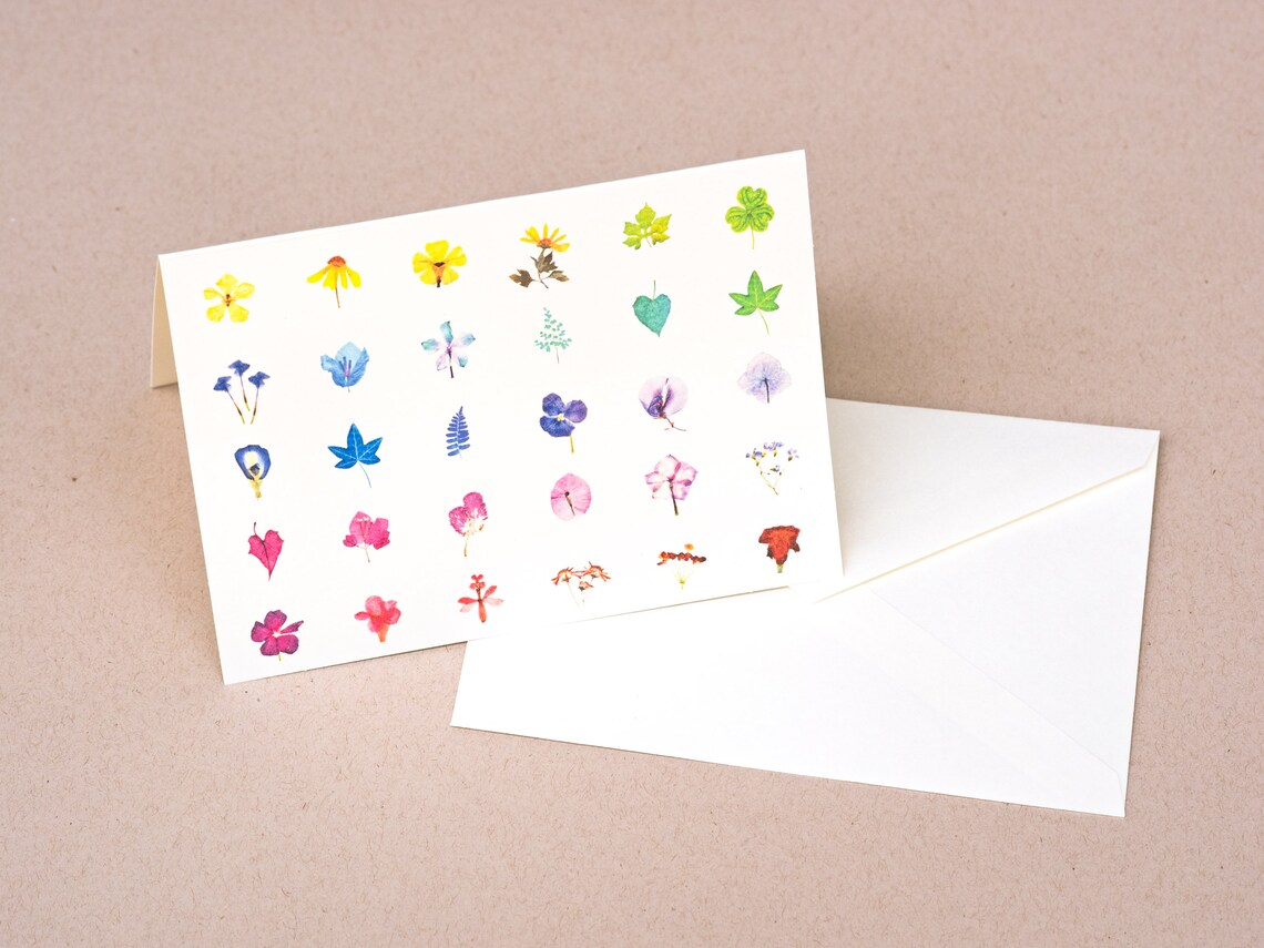 Floral Color Chart Greeting Card With Envelope | Etsy