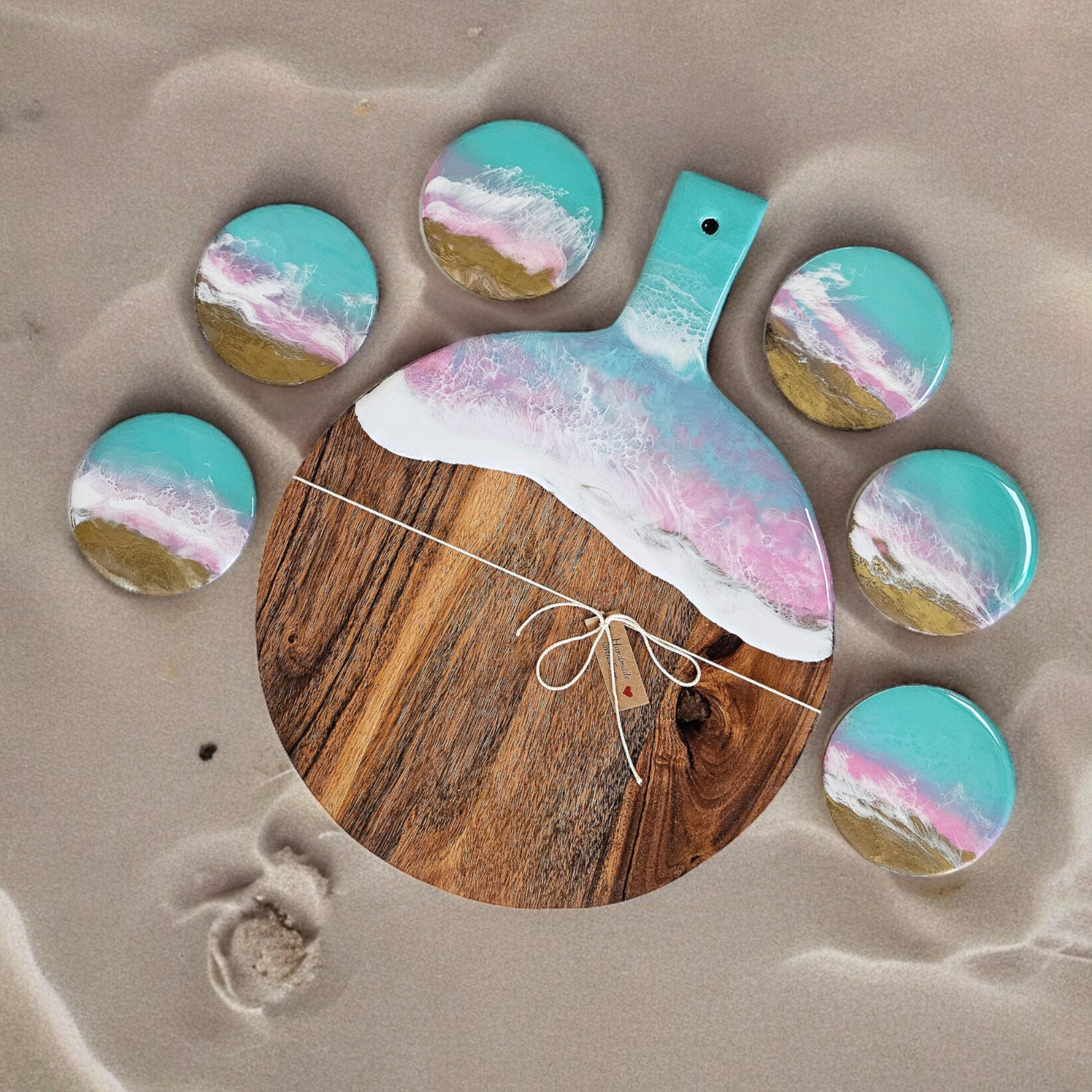 Resin Cheeseboard & 6 Coasters Cheeseboard Ocean Resin Homewares ...