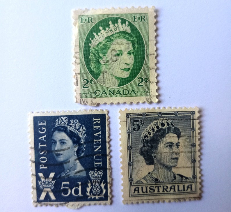Lot of 3 Vintage Queen Elizabeth Ll Stamps 2c Cents 5D Penny Canada ...