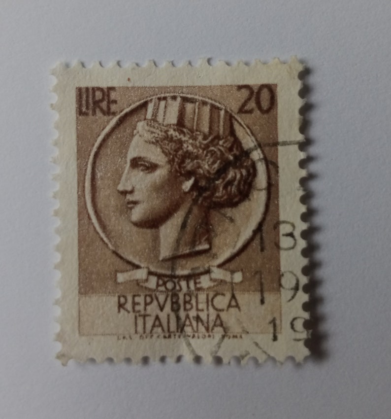 Vintage Italian 20 Lire Postage Poste Stamp Francobollo Syracusan ...