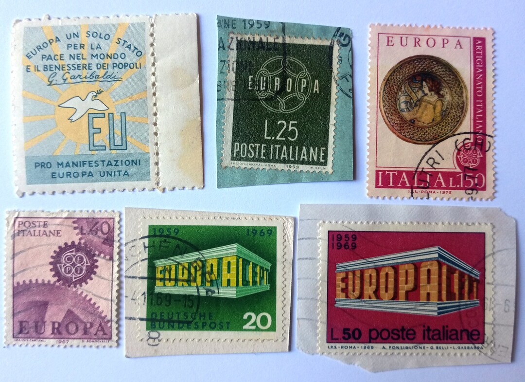 Lot of 6 Vintage Stamps Europe Europa EU European Union Italy Garibaldi ...
