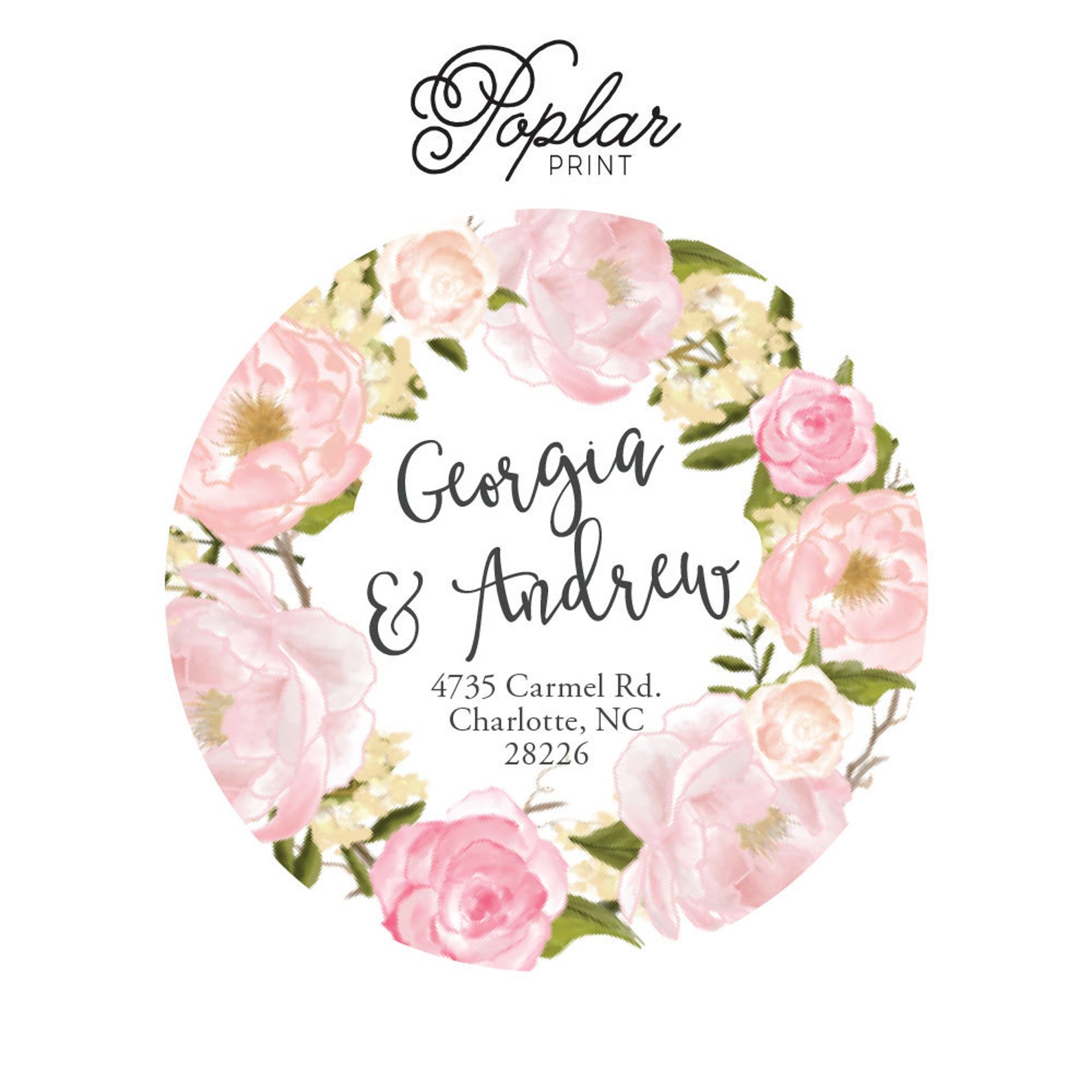 2 Inch Round Personalized Address Labels Stickers Pink | Etsy