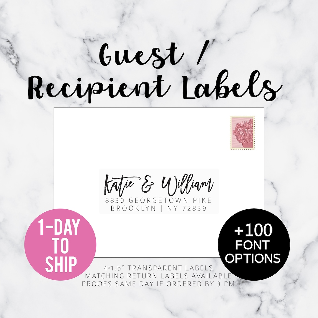 Transparent Guest Labels, Recipient Labels, Wedding Guest Labels ...
