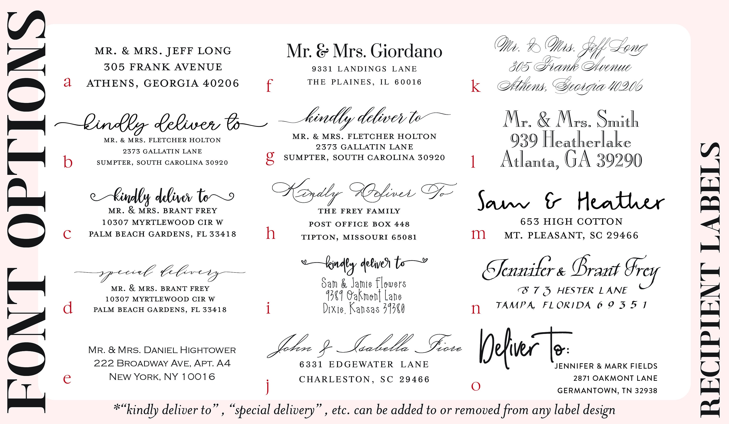 Wedding address label fonts | Honestweddingadvice.com