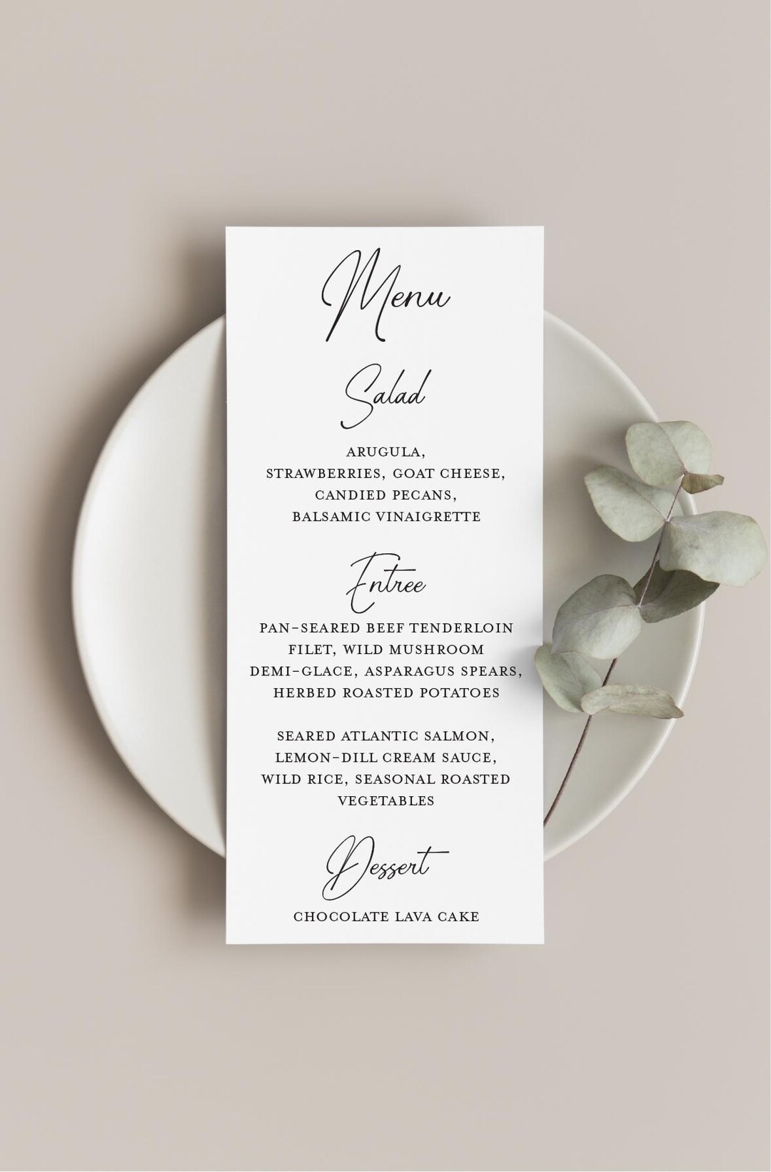 4x9 Menu Slim Printed_ Matching Place Cards - Etsy