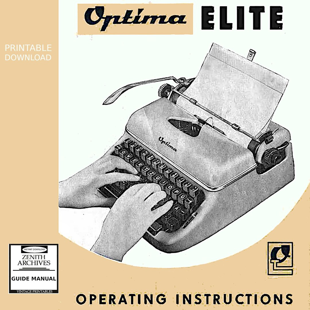 Optima Elite Typewriter Guide | Printable Download PDF - Etsy