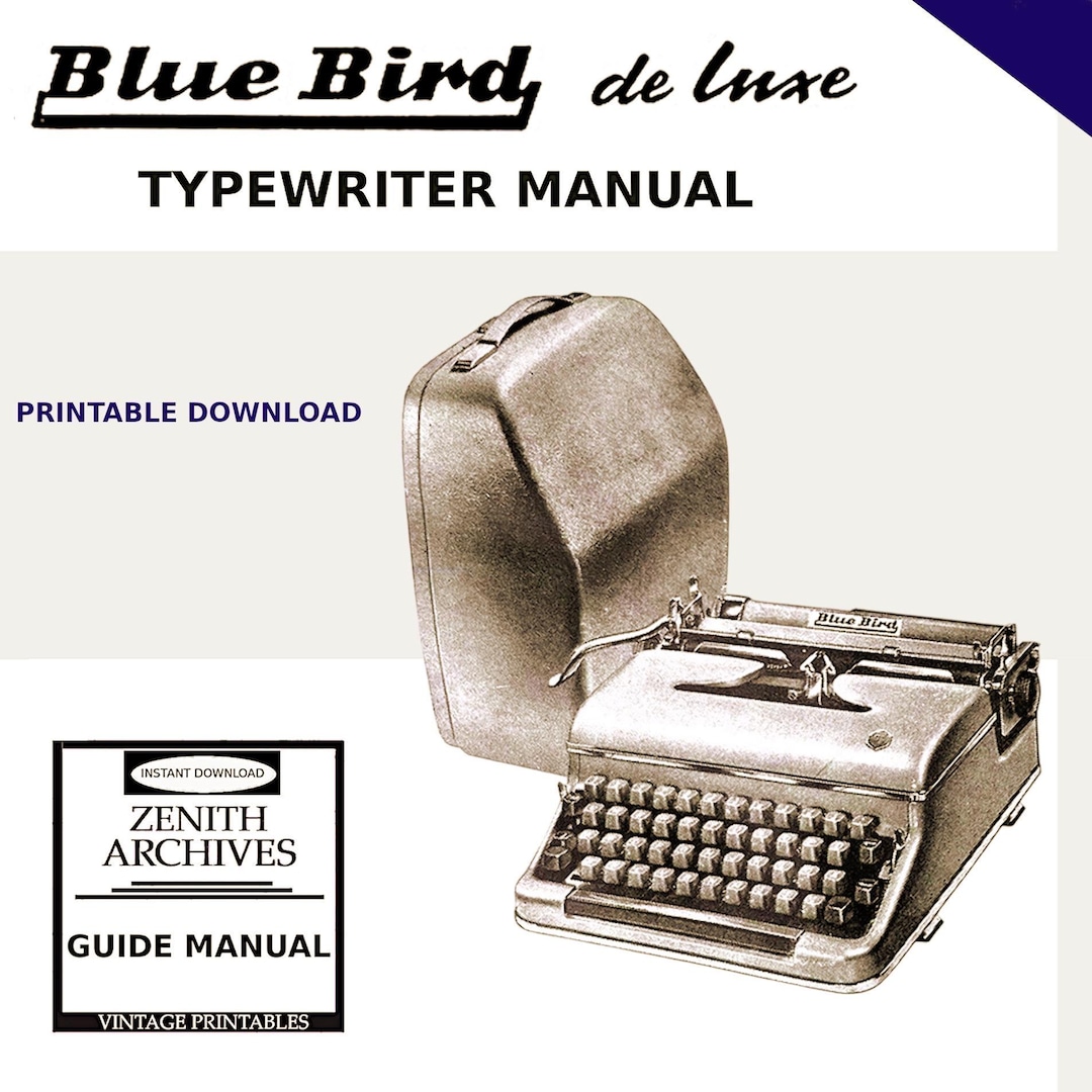 Bluebird De Luxe Typewriter Manual | Printable Download | in English - Etsy