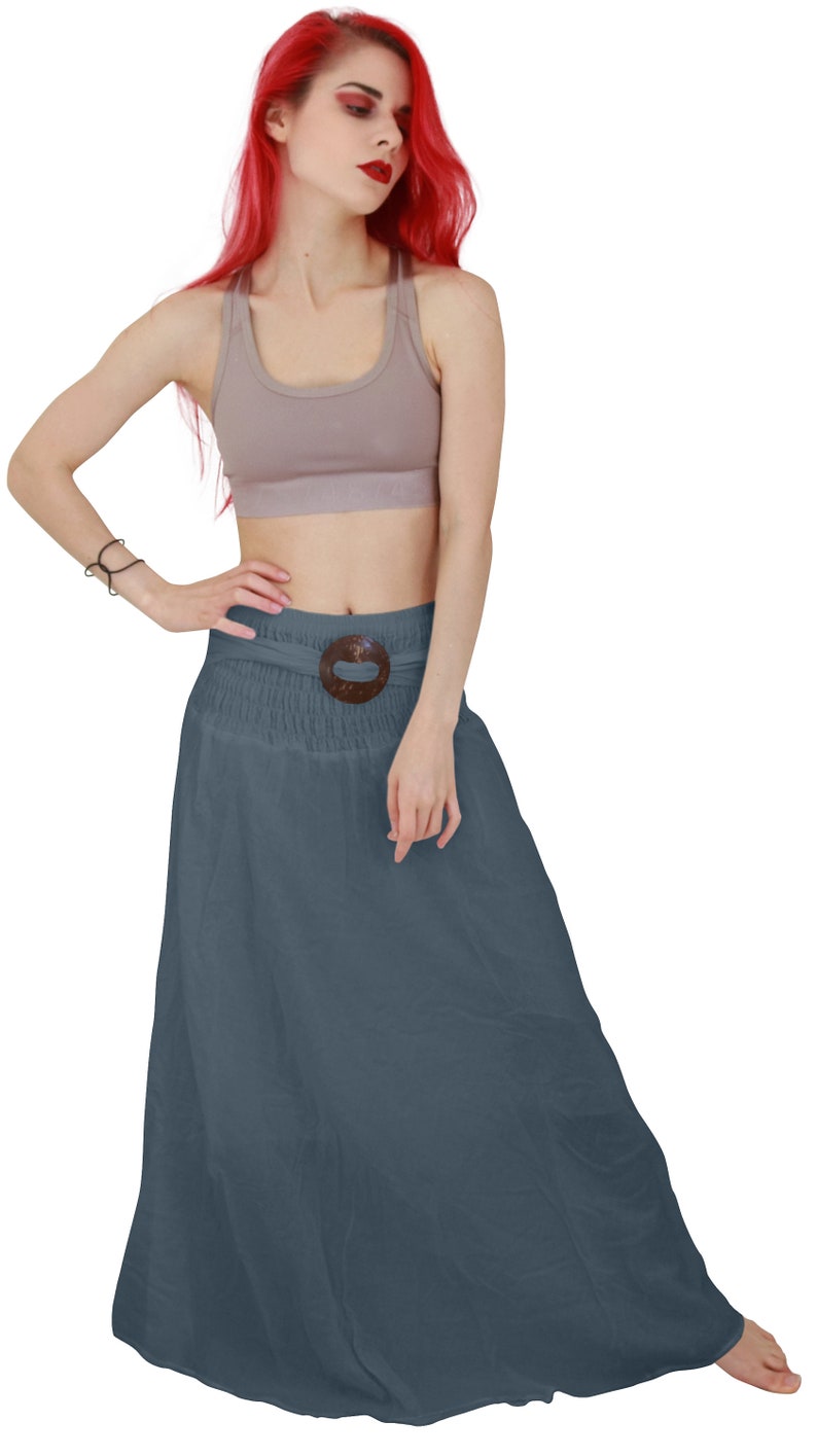 Katoen Maxi Rok met Kokos gesp Boho Rok Rokken voor - Etsy Nederland