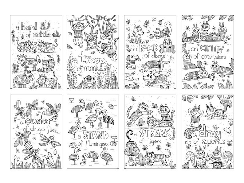 20 Colouring in Sheets - Animals With Pattern - Printable - INSTANT ...