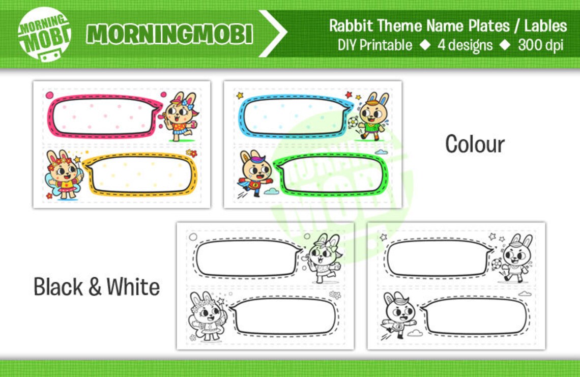 Rabbit Theme Name Plates or Labels - Classroom Decor - DIY Printable ...