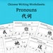 Pronouns in Simplified Chinese 代词 Chinese Writing Worksheets | Etsy