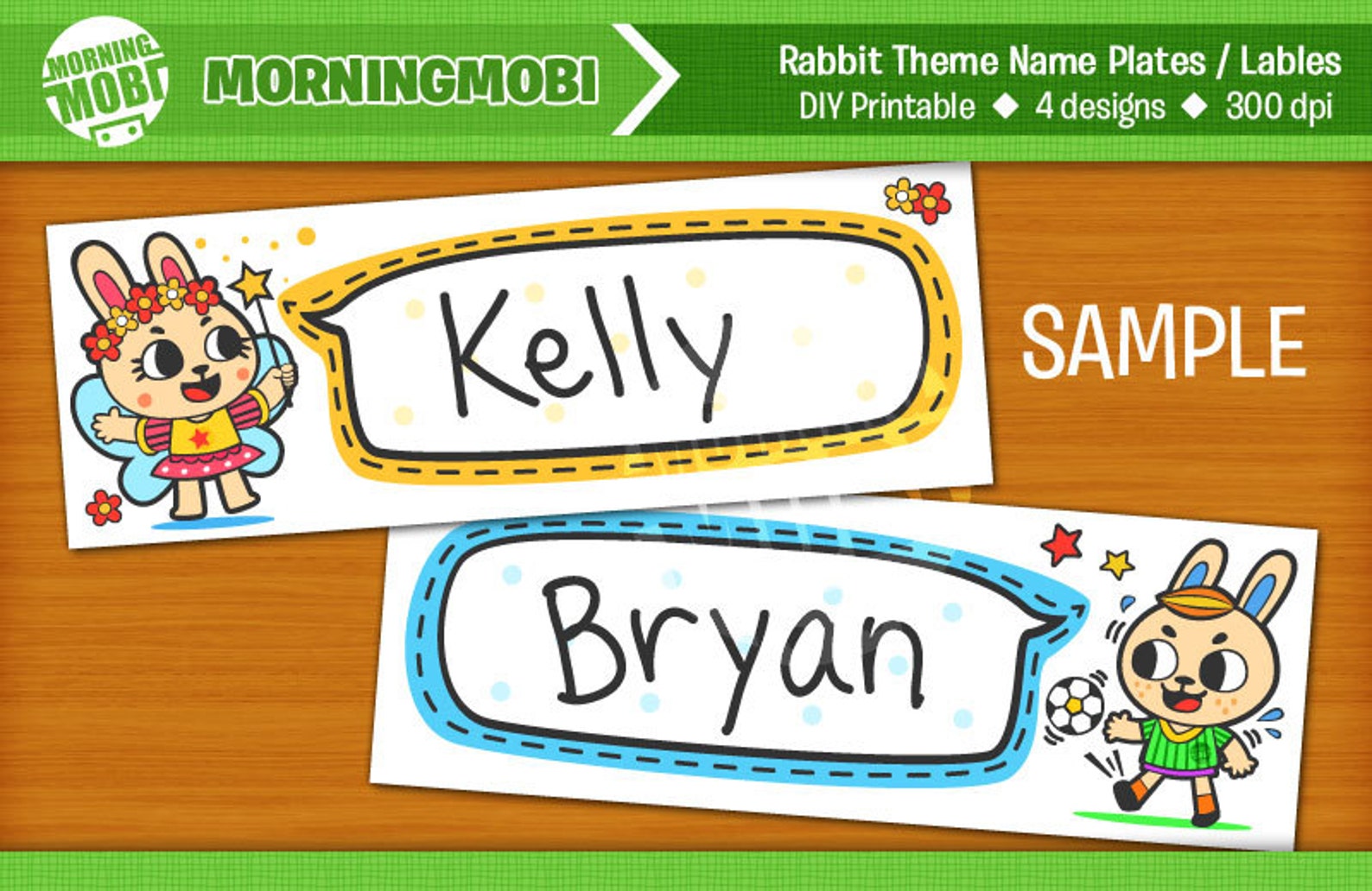 Rabbit Theme Name Plates or Labels - Classroom Decor - DIY Printable ...