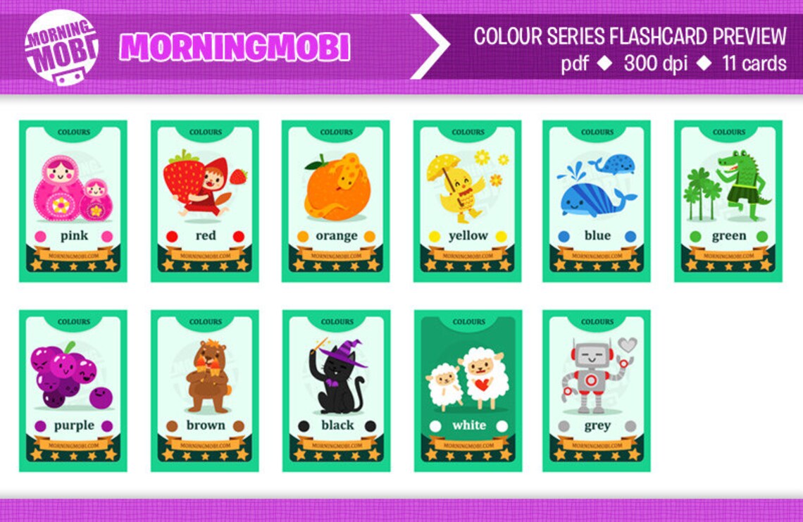 Printable Cute Color Flashcards 4"x6" - INSTANT DOWNLOAD - Etsy