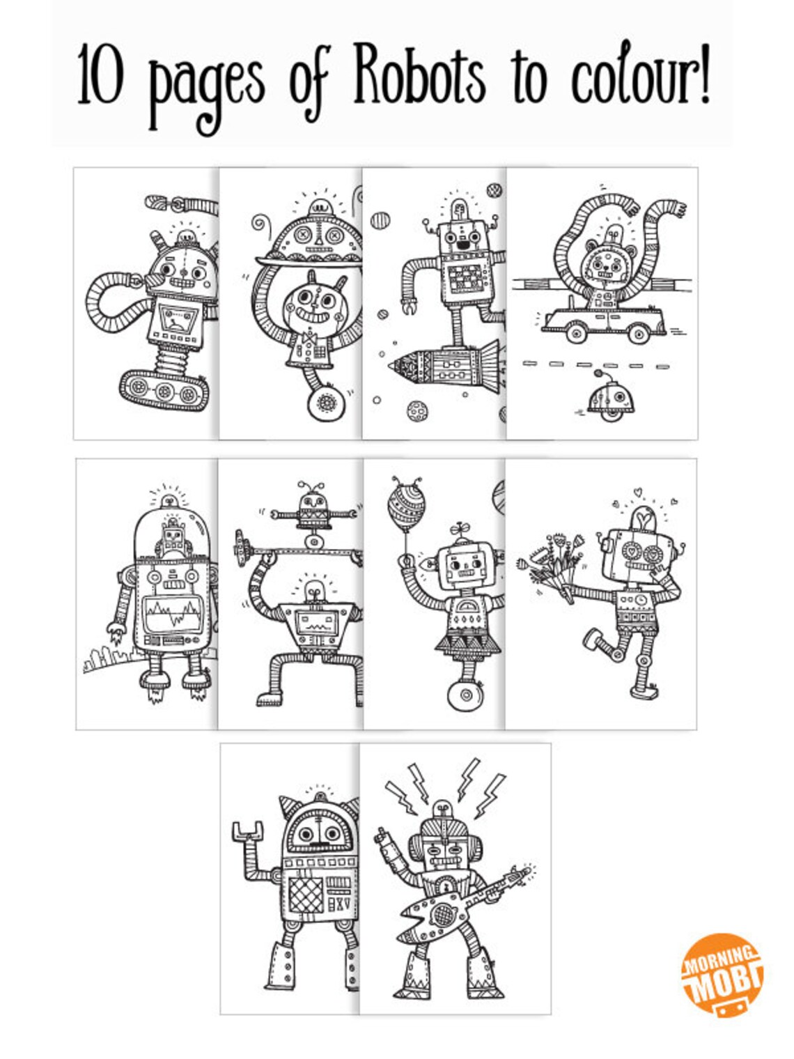 10 Colouring in Sheets - Robots Mini Colouring Book - Printable ...