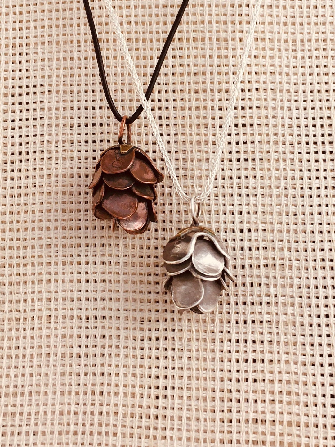 Pine Cone Pendant: Handmade Rustic Necklace, Silver Pinecone Pendant ...