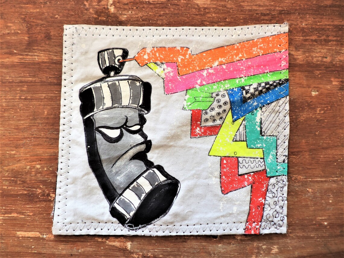 Street Graffiti Art Patch Hand painted Patch Sew on Patch | Etsy