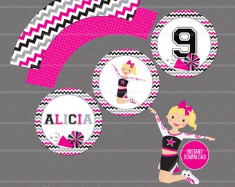 Cheerleading Cupcake Circle Design Cheerleader Cheer Invite | Etsy