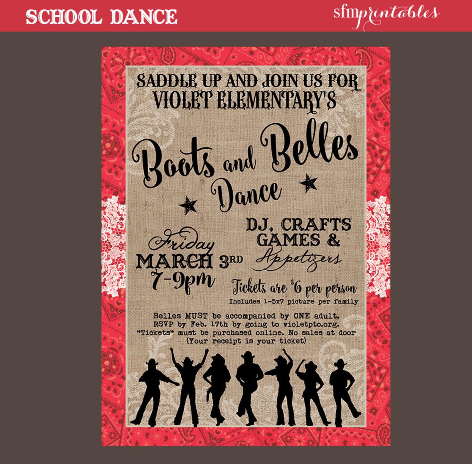 Country Dance Hoedown Throwdown Line Dance Western / Template - Etsy