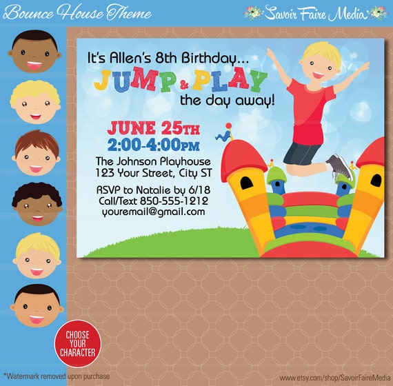 Bounce House Party Invitation - Inflatable Birthday Invitation ...