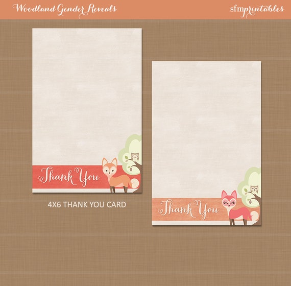 Woodlands Fall Baby Shower Thank You Cards / Gender Neutral Unisex ...