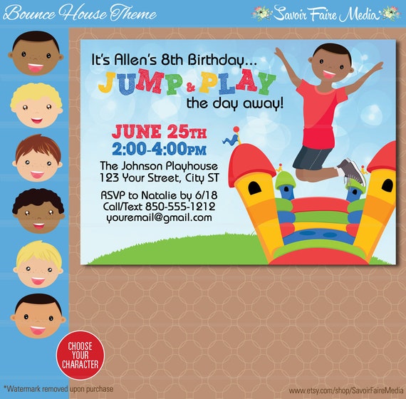 Bounce House Party Invitation - Inflatable Birthday Invitation ...