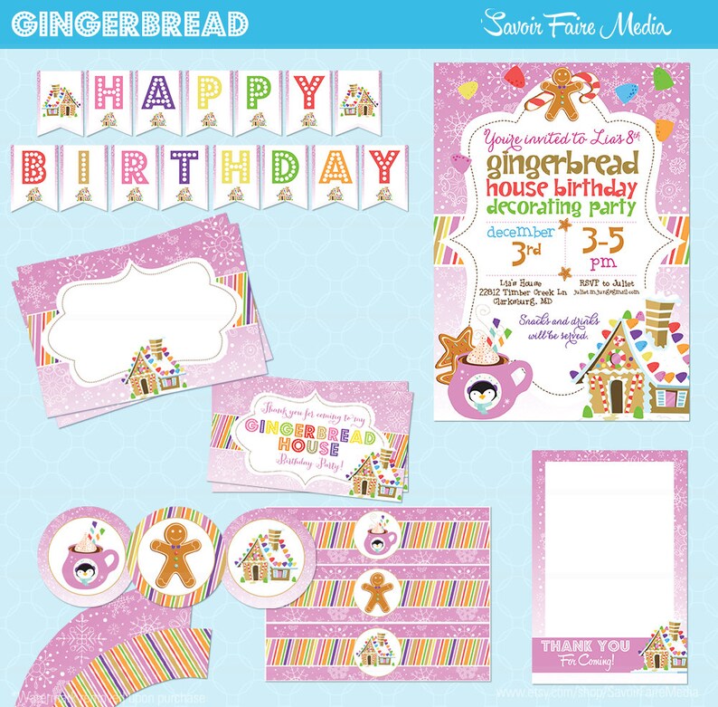 Christmas Birthday Party Gingerbread House Decorating / - Etsy