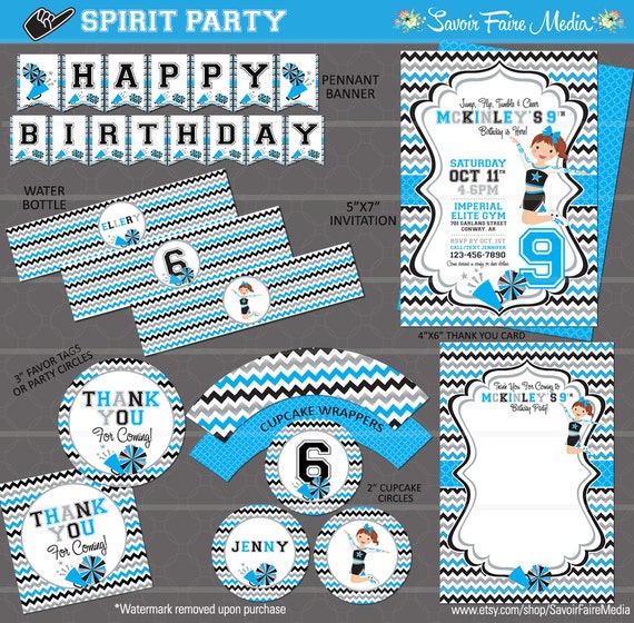 Cheerleading Party Invitation Bundle - Cheerleader Cheer Team Invite ...
