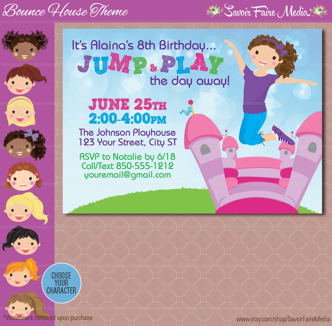 Bounce House Party Invitation Inflatable Birthday Invitation - Etsy