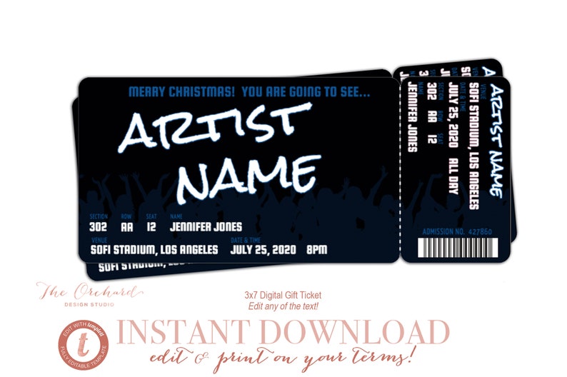 Concert Tickets Gift Tour Alternative Rock / INSTANT EDITABLE | Etsy