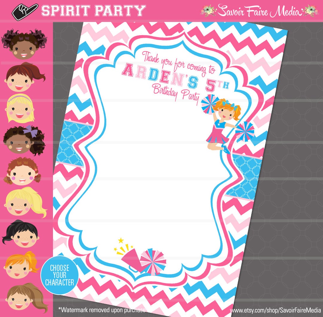 Cheerleading Thank You Card Cheerleader Invitation - Etsy