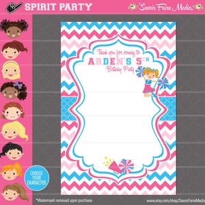Cheerleading Thank You Card Cheerleader Invitation - Etsy