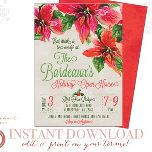 Holiday Open House Invitation INSTANT EDITABLE DOWNLOAD - Etsy