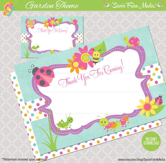 Bug Insect Themed Birthday Party Thank You - Girls Ladybug Flower ...