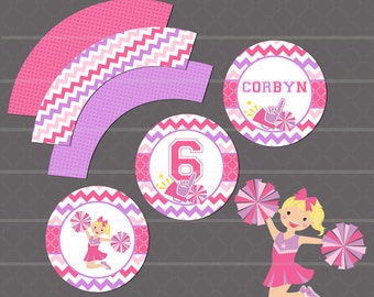 Cheerleading Cupcake Circle Design Cheerleader Cheer Invite | Etsy