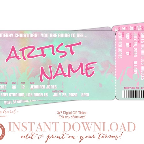 Concert Tickets Printable Concert Ticket Digital Download - Etsy